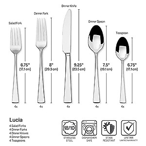 Mikasa 5100238 Lucia 20-Piece 18/10 Stainless Steel Flatware Set , Service for 4