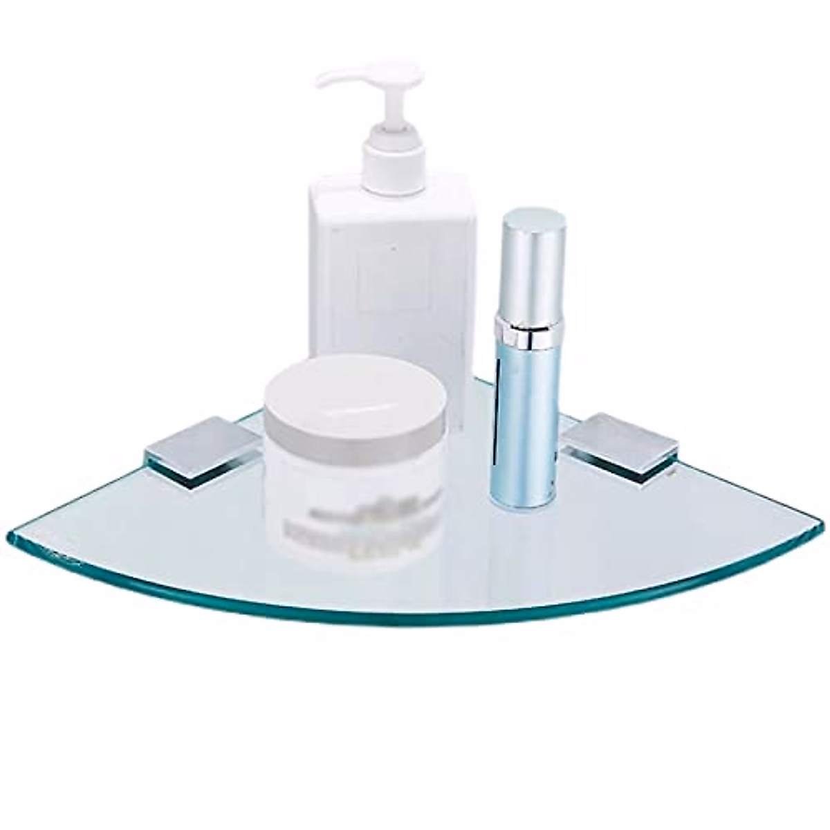 RVCREA Bathroom Shelves Tempered Glass Corner Shelf 8MM-Thick Wall Mount Glass Shower Shelf, Stainless Steel Accessories (Size : 18cm/7in)
