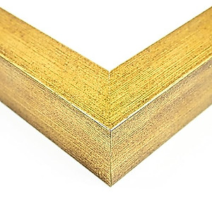 17x8 Frame Gold Solid Wood Picture Frame Width 1.25 Inches | Interior Frame Depth 0.75 Inches | Parrish Contemporary Photo Frame Complete with UV Acrylic, Foam Board Backing & Hanging Hardware