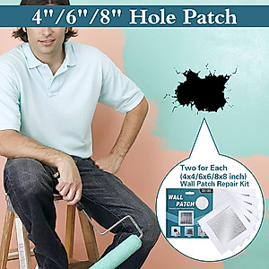 Tahikem 6 Pcs Drywall Repair Patch, 4" 6" 8" Two of Each Wall Patch Repair Kit, Self Adhesive Wall Mesh Repair, Large Hole Patch for Drywall, Sheet Rock Patch, Aluminum Metal Sheetrock Ceiling Patch