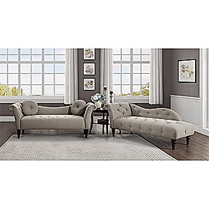 Pemberly Row 75" Traditional Fabric Settee with 2 Pillows in Brown