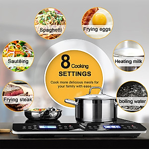 Duxtop LCD Portable Double Induction Cooktop 1800W Digital Electric Countertop Burner Sensor Touch Stove, 9620LS/BT-350DZ
