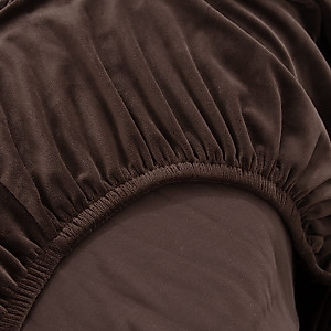 OKYUK Recliner Slipcovers 4-Pieces, Oversized Recliner Stretch Sofa Cover 1 Seat Couch Soft Furniture Protector with Elastic Velvet Fabric, Single Seat Recliner Couch Cover, Machine Washable(Coffee)