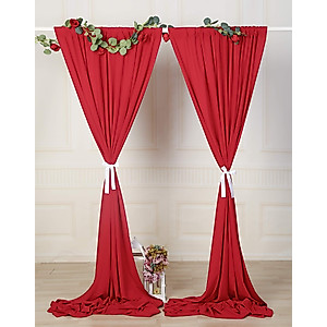 SHERWAY 9.5 Feet x 10 Feet Red Photography Backdrop Drapes, Smooth Polyester Window Curtain for Wedding Ceremony Party Decoration (10% Transparency)