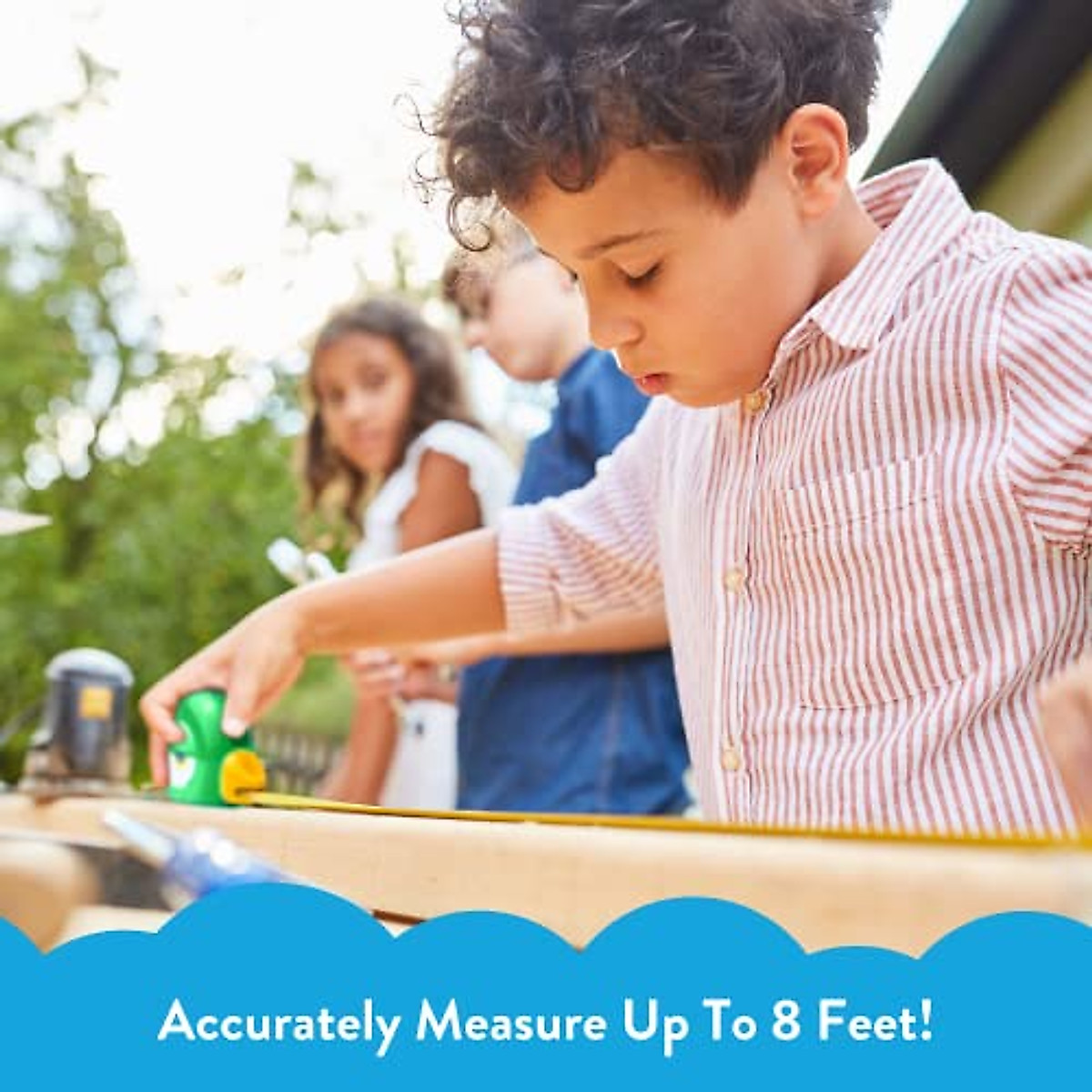 Handy Famm Kids 8 Ft Retractable Bird Measuring Tape - Level, Angle Finder, Easy Grip Latch & Durable Carrying Clasp - Cute Boys & Girls DIY STEM Learning Construction Project Measurement Tool, Green