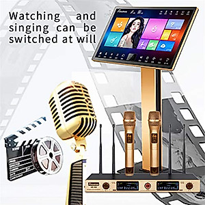 DIANXUN Karaoke Player with Wireless Microphone, 22'' Capacitive Touch Screen Intelligent Voice Keying Machine Real-time Score, Professional Karaoke System fit for KTV Bar Home Party