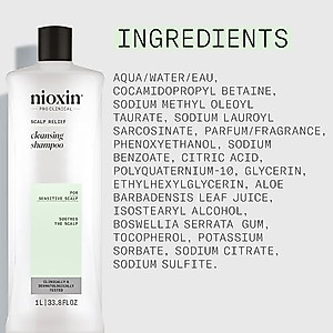 Nioxin Scalp Relief Cleansing Shampoo - Shampoo for Sensitive Scalp, 33.8 fl oz (Packaging May Vary)