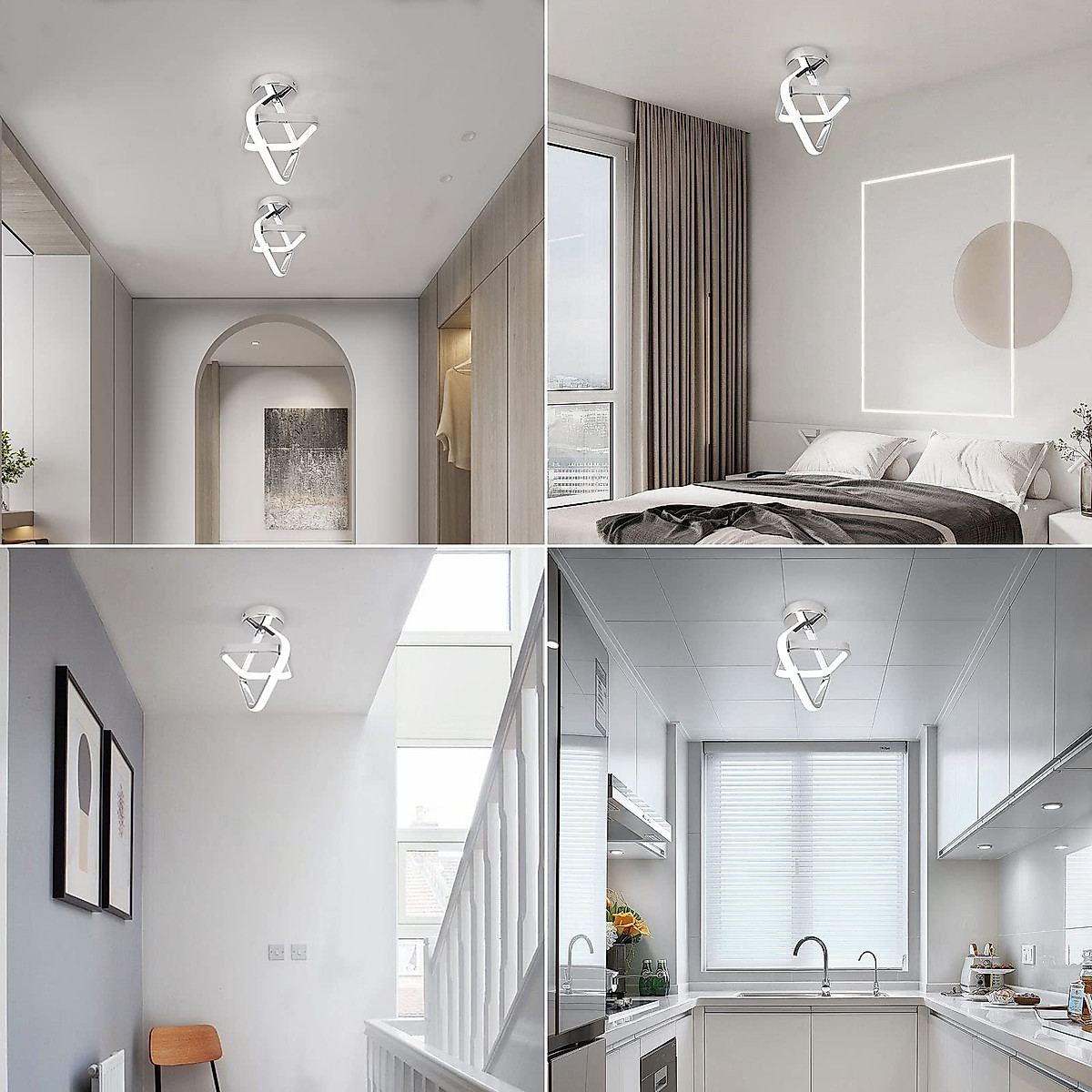 CANEOE Modern Led Ceiling Light, 22W Square Small Led Ceiling Lamp Fixures, 6000K Cool White Close to Ceiling Lights for Living Room Bedroom Ktchen Office Hallway Lights