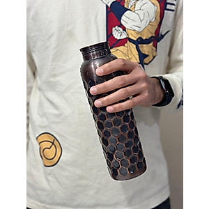 Craft Trade Copper Ayurveda Copper Water Bottle for Drinking 32oz Antique Black Diamond Pure Copper Water Bottle Travel Water Bottle for Gym, Office, Hiking, Outdoor – Ayurvedic Hammered Water Vessel