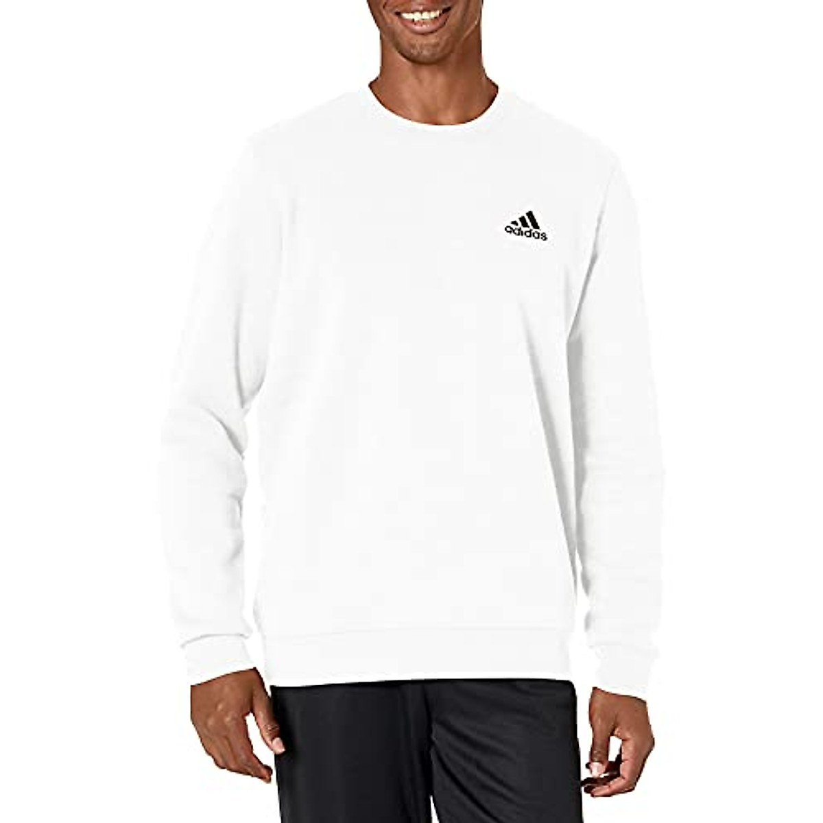 adidas Men's Essentials Fleece Sweatshirt, White/Black, X-Large