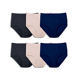 Fruit of the Loom Women's 360 Underwear, High Performance Stretch for Effortless Comfort, Available in Plus Size, Cotton Blend-Brief-6 Pack-Colors May Vary, 6