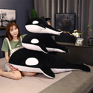 pangcangshu Nice 60/80cm New Black and Red Shark Plush Toys Big Killer Whale Doll Orcinus Orca Stuffed Sea Animals Children Birthday Gift (Red, 80cm/31inch)