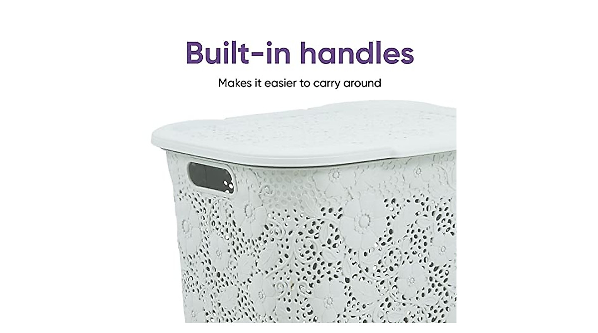 Elegant 50L Lace Design Laundry Hampers - 2 Pack