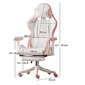 TFIIEXFL Ergonomic Leather Chair Girls Home Office Comfortable Game Swivel Chair Gamer Live Computer Chair (Color : E, Size : 1)