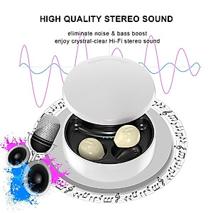 Smallest Invisible Earbuds Wireless Ear Buds Bluetooth in Ear Mini Discreet Small Tiny Earpiece Sleep Earbuds Hidden with Charging Case Headphones for Small Ears Work Sleeping Android iOS Yellow