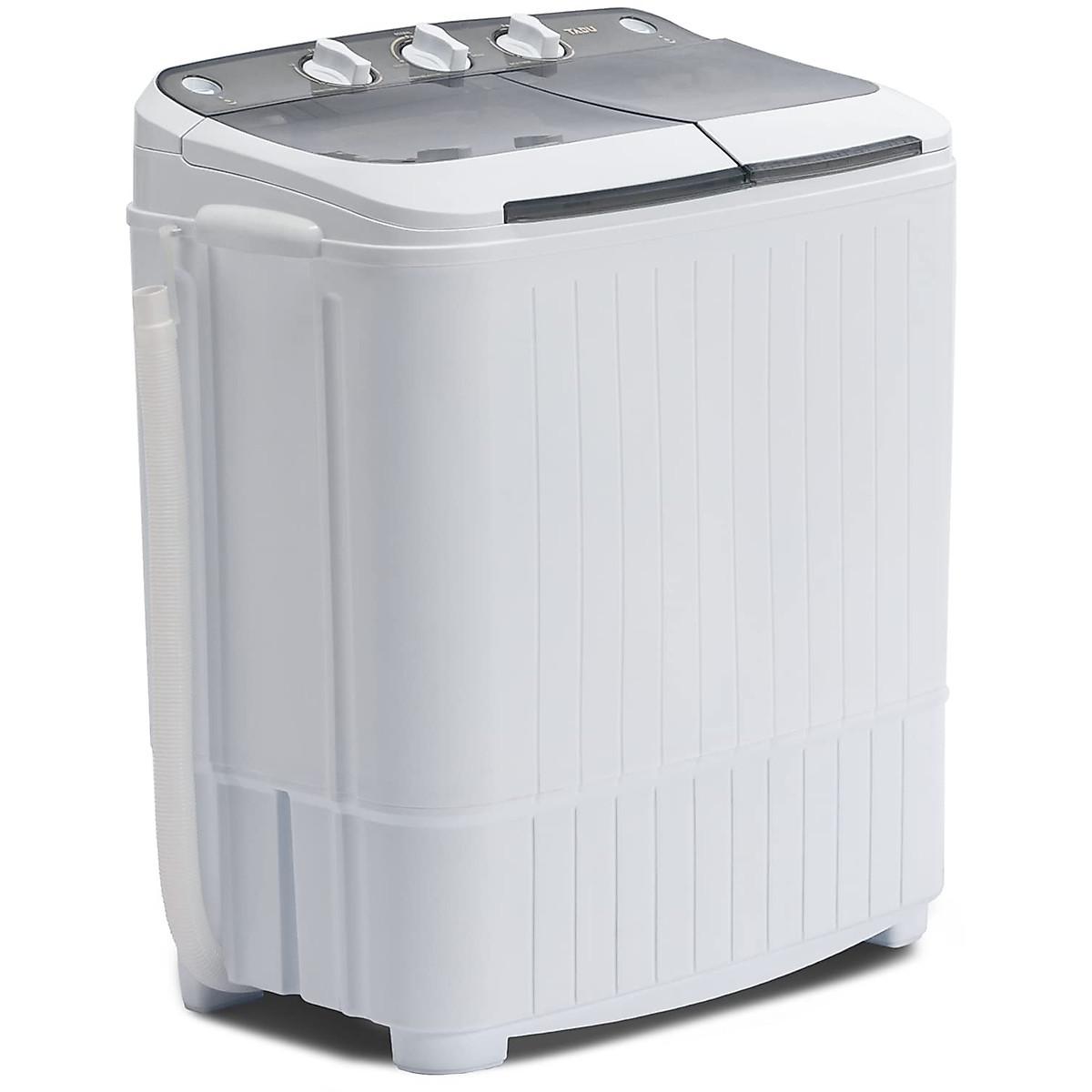 TABU 17.6Ibs Portable Washing Machine, Compact Washer Machine, Mini Washing Machine, Twin Tub Washer and Spiner, Ideal for Dorms, Apartments, RVs, Camping etc (White & Grey)