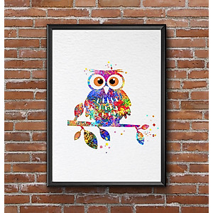 Dignovel Studios 8X10 Unframed Owl Watercolor illustrations Art Print Poster Wildlife Animal Bird N105