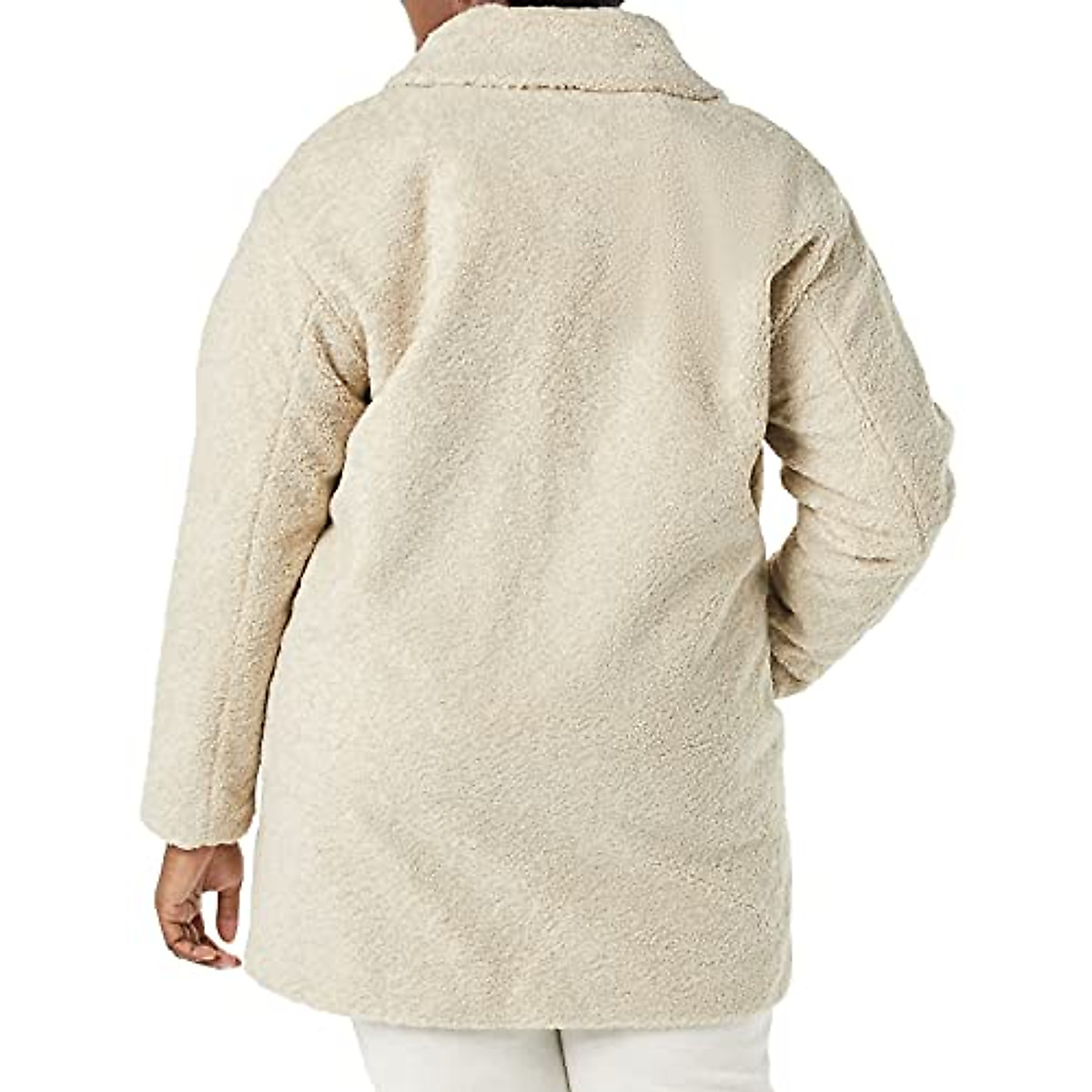 Amazon Essentials Women's Teddy Bear Fleece Oversized-Fit Lapel Jacket (Previously Daily Ritual), Sand, Medium