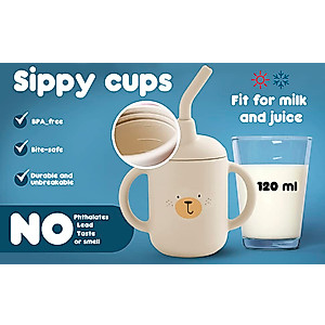 KIDSco. Silicone Baby Cup with Straw (Dark Pink Cat) - Sippy Cup for 1 Year Old - Unbreakable Toddler Cups Spill proof - 100% Silicone Training Cup for Infants+toddlers - Sippy Cup with Handles