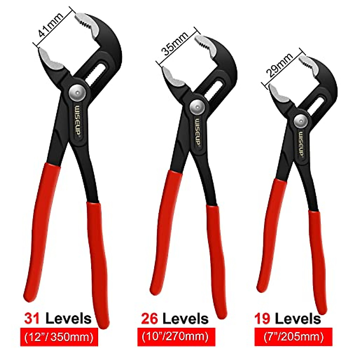WISEUP Groove Joint Pliers Set with Fast Adjustable Pliers 7 Inch & 10 Inch Water Pumper Pliers Smooth Jaw Tongue and Groove Pliers Wrench for Channel Home Repair Gripping Nuts Bolts Pipe