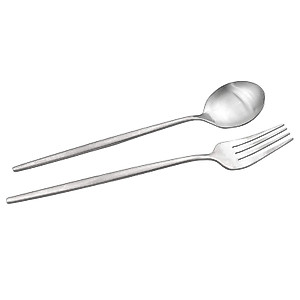 PILER 30-Piece Dinner Knife Fork Spoon Salad Fork Teaspoon Set, Stainless Steel Flatware, For 6 Bright Silver