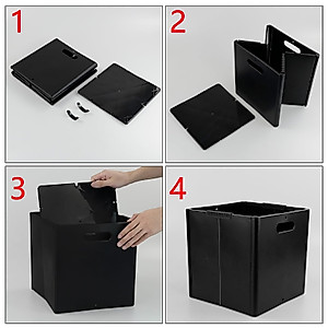 Anbers 4 Packs Collapsible Plastic Cube Storage Bins, Black Foldable Storage Cube Bins