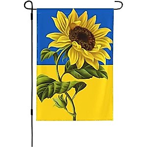Pukica I Love Ukraine Flag Sunflower Patriot Patriotic Ukrainian National Flags Garden Double Sided Printed Polyester for Outdoor Home Yard Patio Bedroom Decoration Wall Hanging Sign 12.5inchX18inch