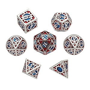 DND Dragon Scale Dice Set of 7 Pcs with Storage Box, Metal D&D Dice Set with Oversized D20 for Tabletop Roleplaying Games, Dungeons and Dragons, DND, D&D (Punk)