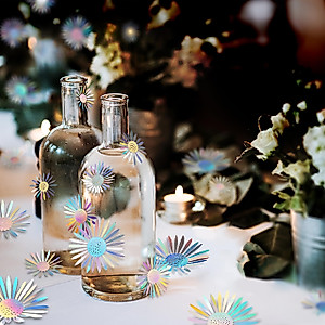 Cheerland 3D Iridescent Flowers Peel and Stick Wall Decals for Party Door Window Decorations, Classroom Decor, and Bedroom Mural - Holographic Paper Flowers - 40pcs