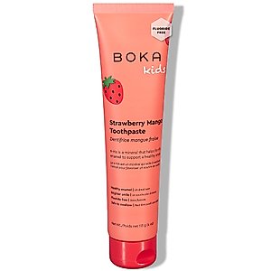 Boka Fluoride Free Toothpaste Nano Hydroxyapatite, Helps Remineralize, Appropriate for Sensitive Teeth, Whitening - for Adult, Kids Oral Care - Strawberry Mango Flavor, 4oz 1Pk - US Manufactured