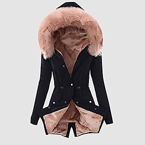 NRUTUP Women's Plus Size Winter Coat Waterproof Long Puffer Jacket Warm Thicken Parka with Removable Fur Hood Parka Coat
