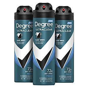 Degree Men Antiperspirant Spray Black + White 3 Count Protects from Deodorant Stains Instantly Dry Spray Deodorant 3.8 oz