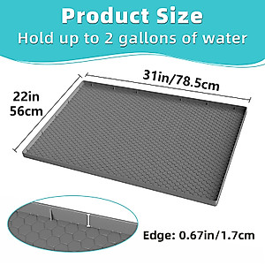PoYang Under The Sink Mat: 31" x 22" Silicone Under Sink Mats for Kitchen Waterproof, Under Sink Tray for Kitchen or Bathroom Cabinet, Under Sink Protector Mat Prevent Drips, Leaks (Grey)
