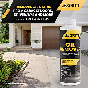 GRITT COMMERCIAL Concrete Oil Stain Remover | All Purpose Concentrated Cleaner for Oil, Grease, and Rust | Removes Stains from Concrete and Asphalt Driveways, Garages, and Patios 16oz