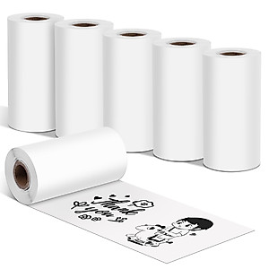 6x Mini Sticker Printer Thermal Printer Paper 57mm x 30mm for PeriPage A6 Portable Pocket Mobile Printer and Other Portable Small Label Maker, Mini Receipt Printer Thermal Paper White Self-Adhesive
