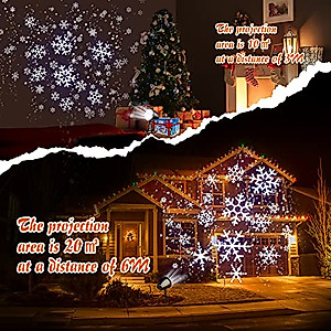 Christmas Projector Lights Outdoor & Indoor, 【2 Packs】 Snowflake Projector Lights, IP65 Waterproof LED White Snowfall Christmas Lights, Perfect for Xmas Party Wedding Garden Patio Decoration