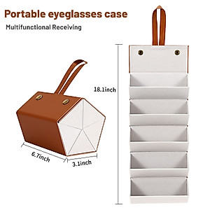 ZKFLLO 2 Pack Sunglasses Organizer with 5 Slots, Travel Glasses Case Multiple Pairs Portable Eyeglasses Storage Case (Black+Brown)