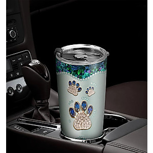 20oz Green Jade Jewelry Cat Mom Tumbler, World's Best Cat Mom Gifts for Cats Lovers, Coffee Thermos for Women, Stainless Steel Double Wall Vacuum Insulated Coffee Mug, Travel Cup with Lid