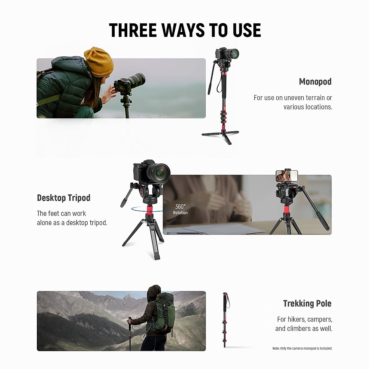 NEEWER 71.6" Pro Camera Monopod with Feet, Carbon Fiber Telescopic Video Monopod with QR Plate Compatible with DJI RS Gimbals Manfrotto, Removable Base for Camera Camcorder, Max Load 13.2lb/6Kg, TP71