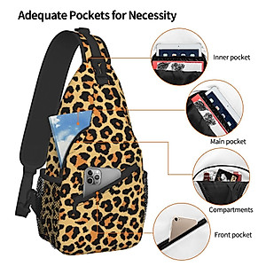Mounno Leopard Print Sling Bag Leisure Oblique Cross Chest Bag For Men Women,Durable Adjustable Gym Bag Cycling Traveling Hiking Daypack