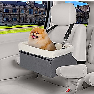 UNICITII Dog Car Seats for Small Dogs-Elevated Pet Dog Booster Seat for Dog,Raised Dog Lookout Car seat w/Clip-On Safety Leash Adjustable Pet Travel Seat