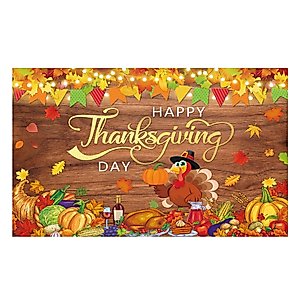Allenjoy Happy Thanksgiving Day Backdrop for Autumn Fall Harvest Festival Give Thanks Thankful Turkey Pumpkin Birthday Baby Shower Party Supplies Decorations Banner Gifts Home Decor Background