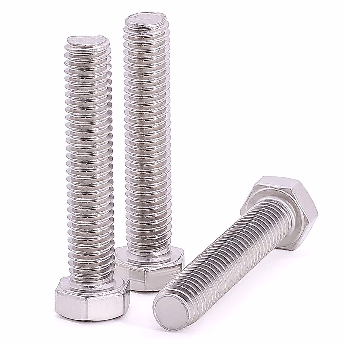 M10-1.5 x 50mm (10 pcs) Hex Head Bolts, 304 Stainless Steel 18/8, Hexagon Head Bolts, Full Thread Coverage, Coarse Thread, Strong, Durable, Thread Size Ranges from 3mm to 20mm Head Bolts, DIN933