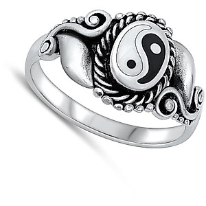 Bali Yin Yang Vintage Wholesale Ring New .925 Sterling Silver Band Size 8