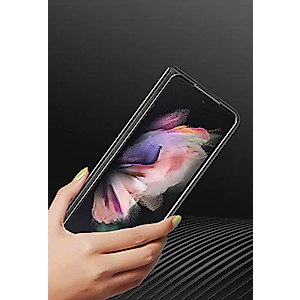 HQB-STAR Galaxy Z Fold 3 5G Case with Pen Holder,Z Fold 3 Leather Case,Luxury Business Pu Leather Case with Pen Slot for Samsung Galaxy Z Fold 3 5G (Black)