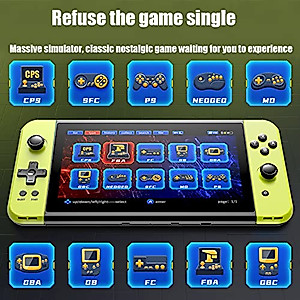 X70 Handheld Game Consoles, 128-Bit 7-Inch Large-Screen HD Double Pocket Game Console Built-in 19 Emulators Support Memory Expansion and Game Save