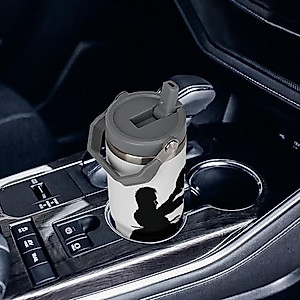 YTLKGFP 30 Oz Large Capacity Car Cup Kickboxing Tumbler with Handle Straw Lid Insulated Stainless Steel Water Bottle Travel Mug Leak-proof Car Cup Keeps Cold Or Hot