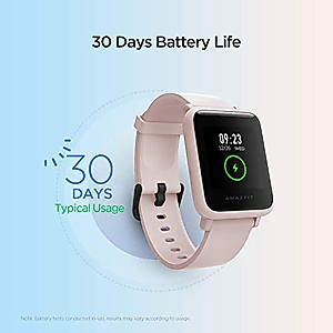Amazfit Bip S Lite Smart Watch Fitness Tracker for Women, 30 Days Battery Life, 1.28”Always-on Display, 14 Sports Modes, Heart Rate & Sleep Monitor, 5 ATM Water-resistant, for Android iPhone(Pink)