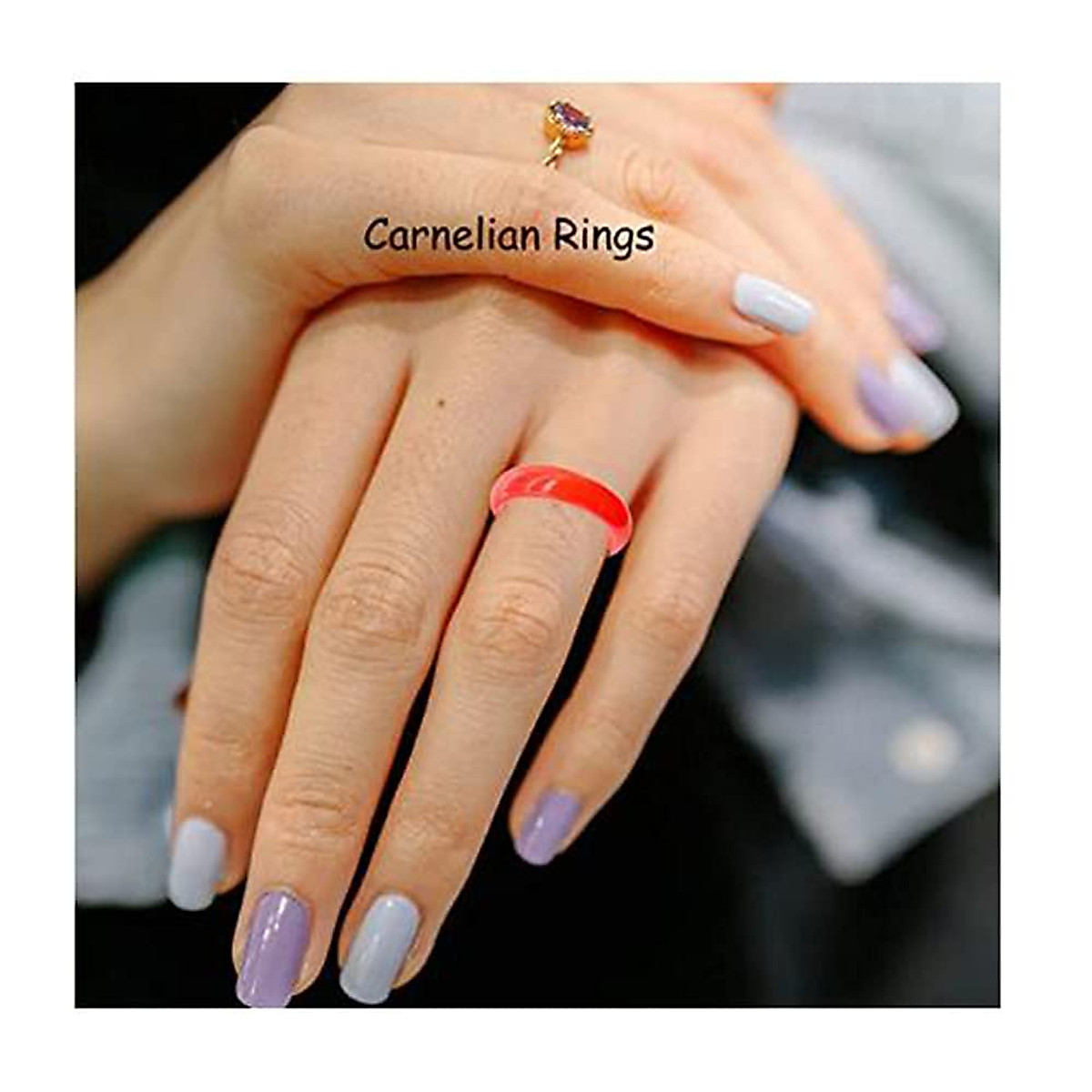 MIFYNN Carnelian Crystal Rings For Women Natural Carnelian Gemstone Band Ring Carnelian Smooth Round Donut Ring For Women (8)