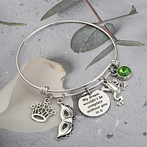 BAUNA Fairytale Frog Inspired Bracelet Princess Tiana Quote Jewelry for Fans My Dream Wouldn’t Be Complete Without You In It (Frog Inspired Bracelet)